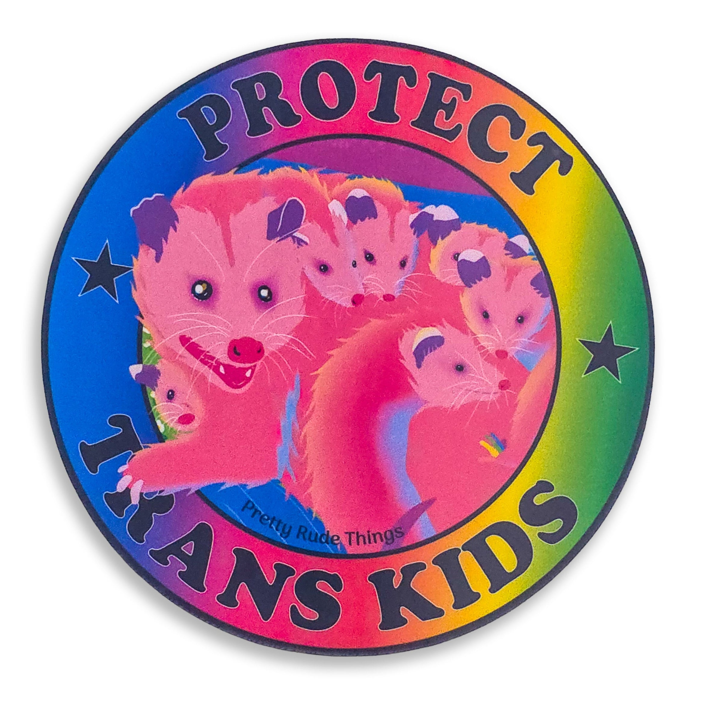 Protect Trans Kids Rainbow Possum Family Sticker, 3 x 3 in. – Pretty ...